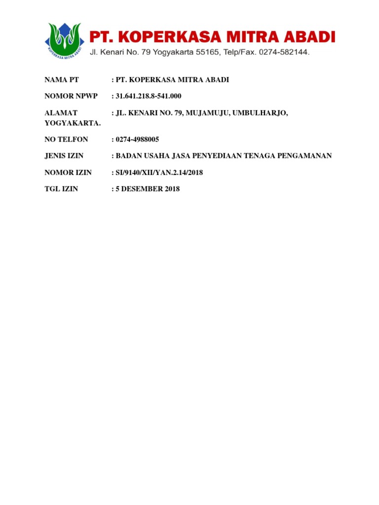 Data Bujp Pt. Kma | PDF