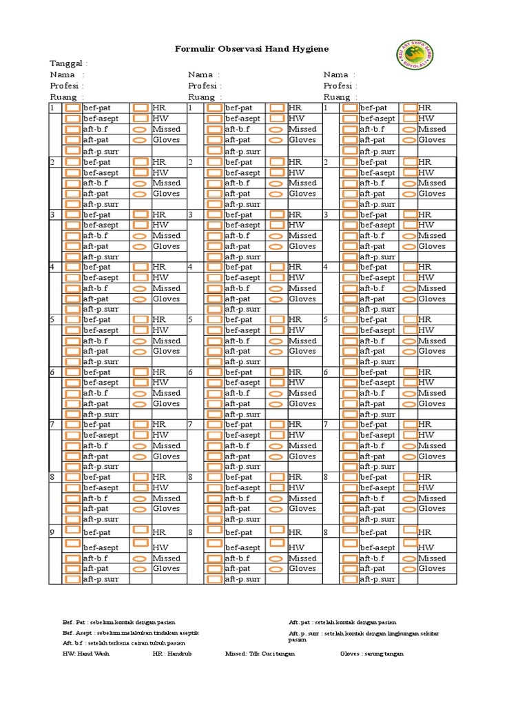 Hand Hygiene Observation Form | PDF