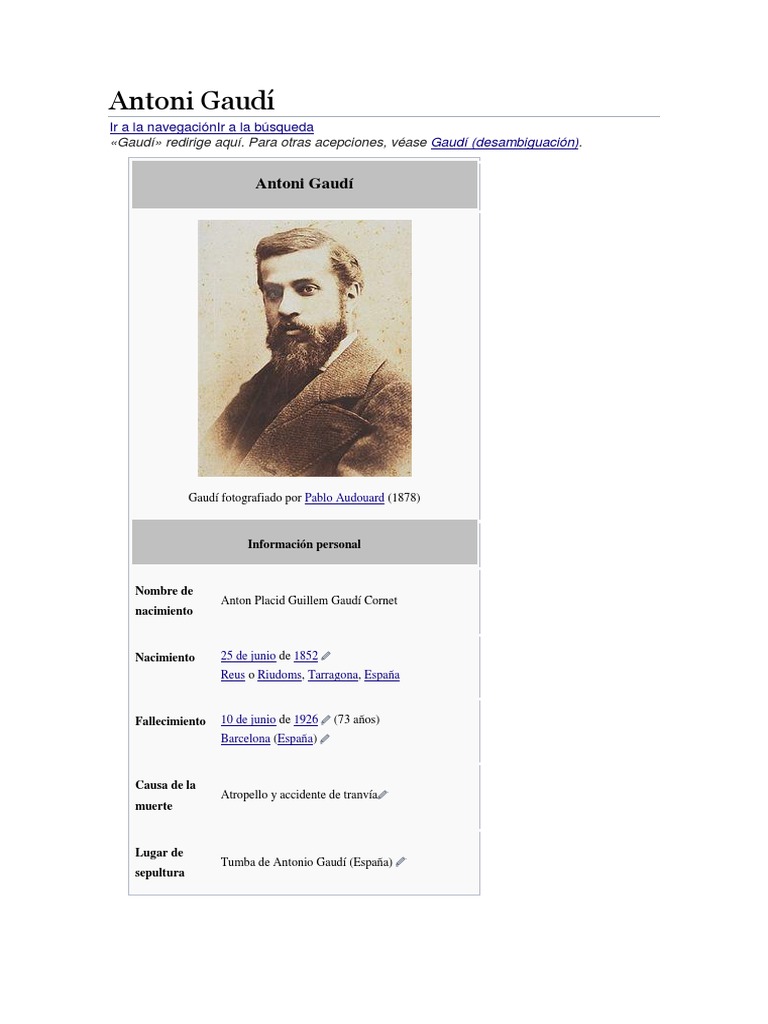 Biografía de Antoni Gaudí | PDF