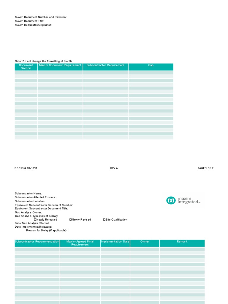 Maxim Document Number and Revision: Maxim Document Title: Maxim Requestor/Originator | PDF ...