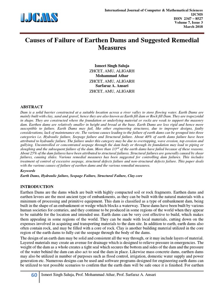 Causes and Solutions for Earthen Dam Failures | PDF | Spillway | Dam
