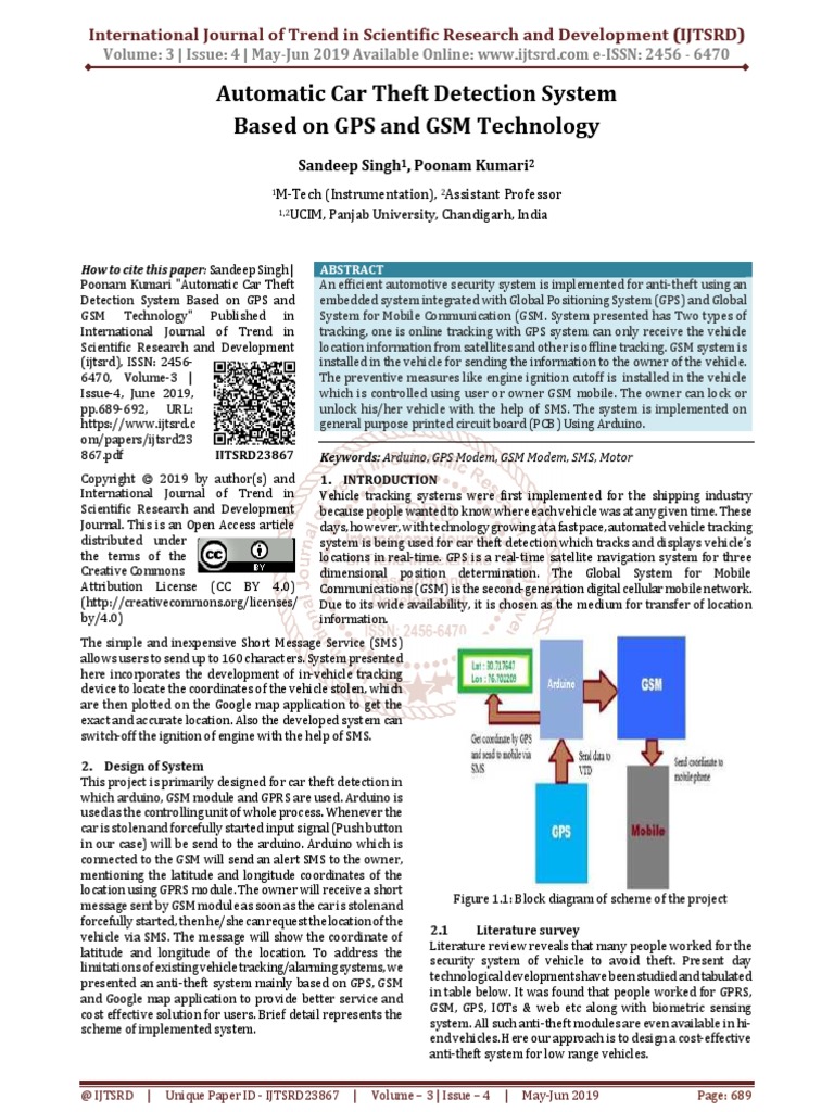 Automatic Car Theft Detection System Based On GPS and GSM Technology ...
