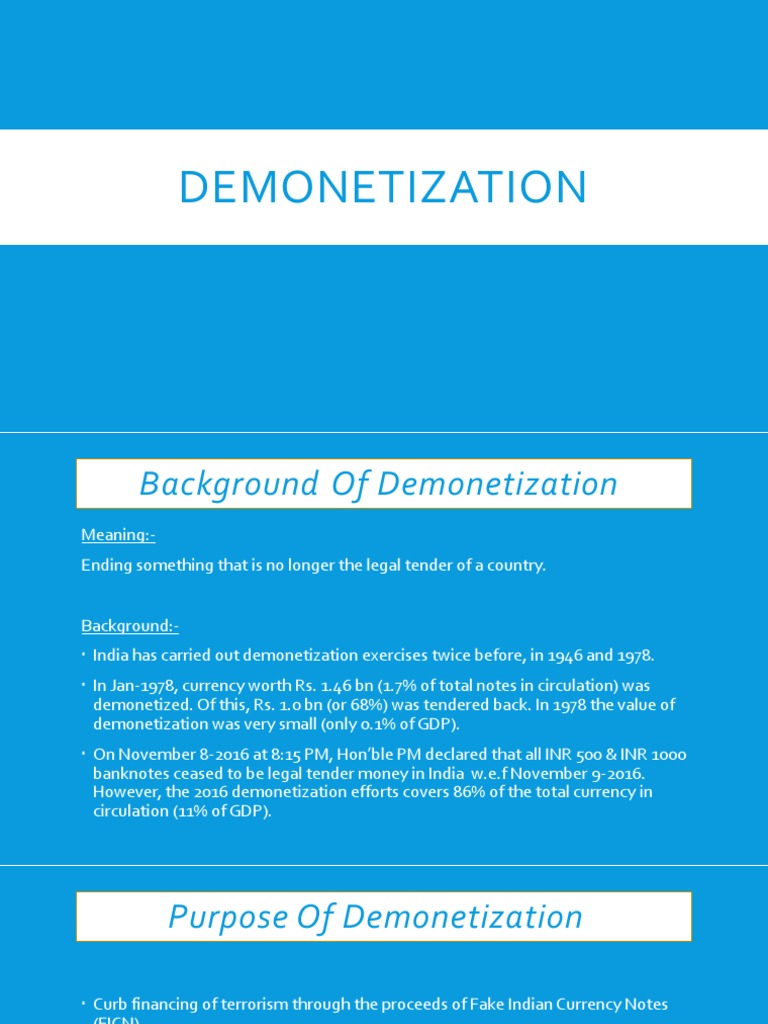 An Overview of Demonetization in India: Background, Purpose ...
