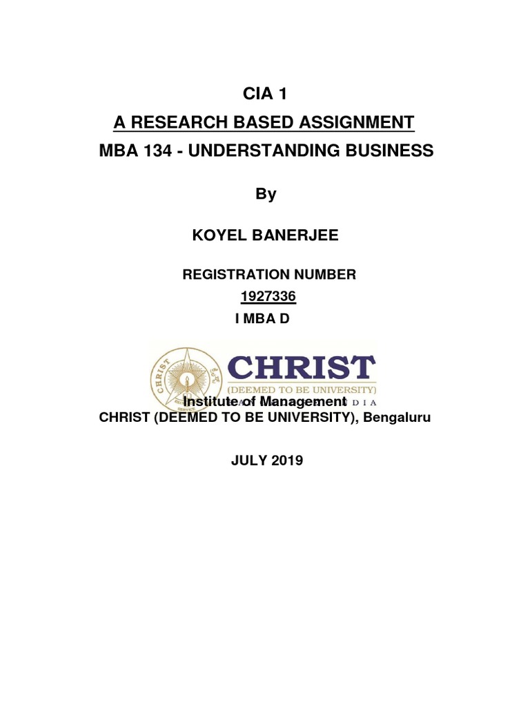 A Research Based Assignment Mba 134 - Understanding Business | Download ...