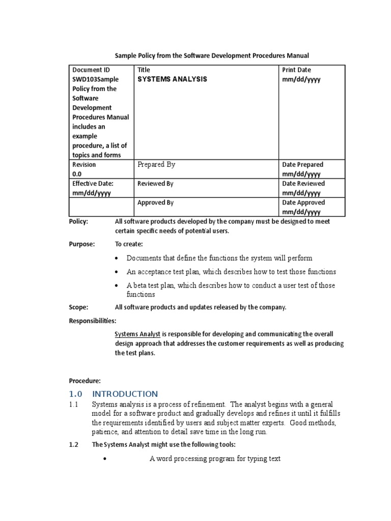 Software Development Policies and Procedures | PDF | Software Testing ...