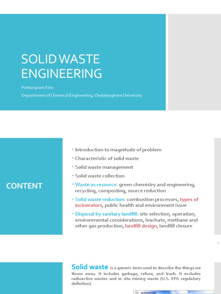 Solid Waste Engineering: Pattaraporn Kim Department of Chemical ...
