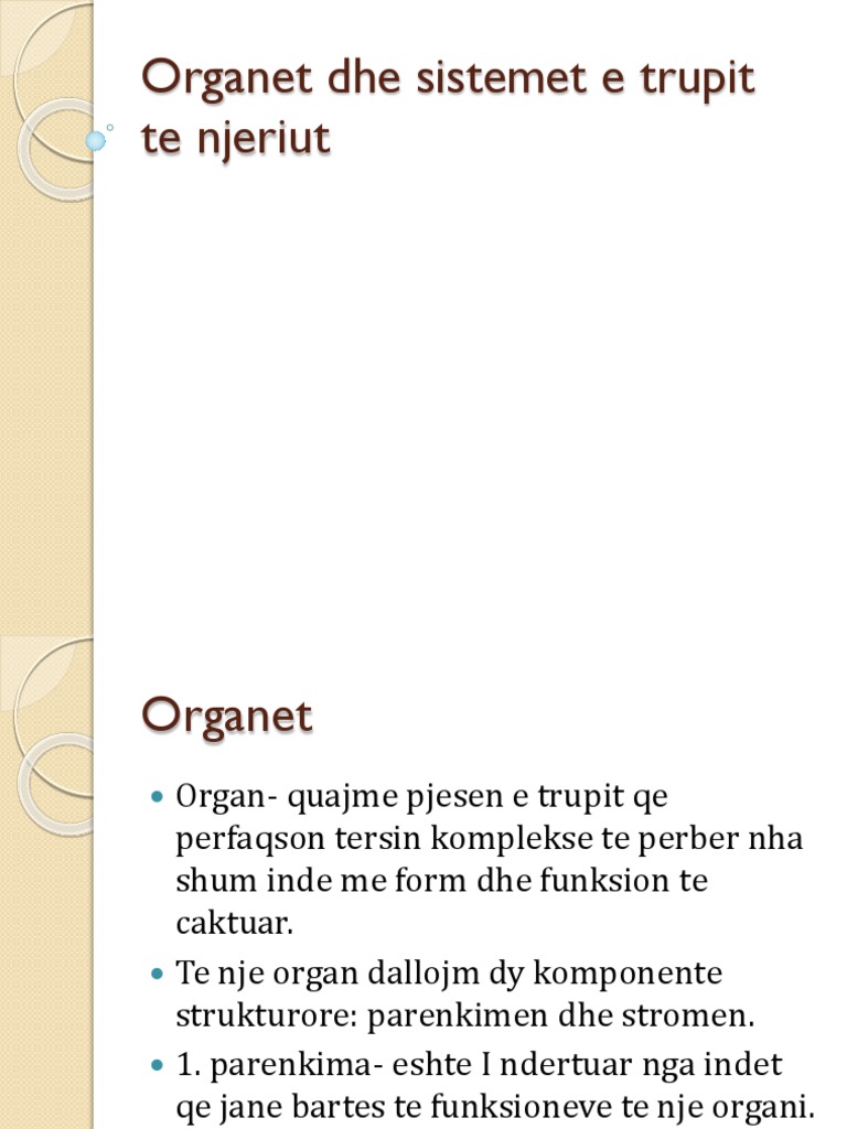 Organet Dhe Sistemet e Trupit Te Njeriut | PDF