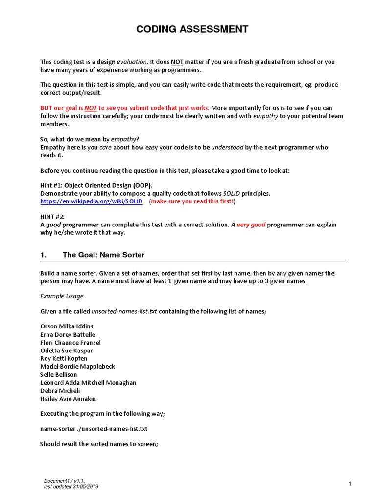 Coding Assessment | PDF | Computing | Business
