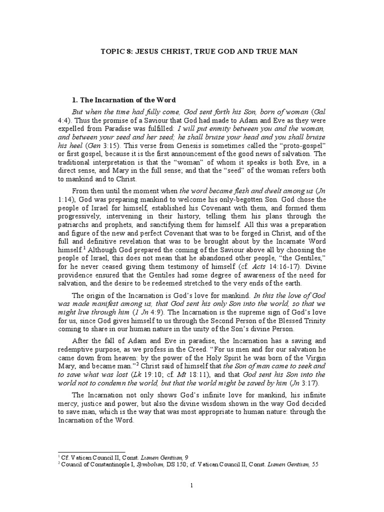 Topic 8: Jesus Christ, True God and True Man | PDF | Christology ...