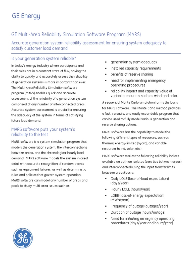 GE MARS Reliability Modeling Software | PDF | Reliability Engineering ...