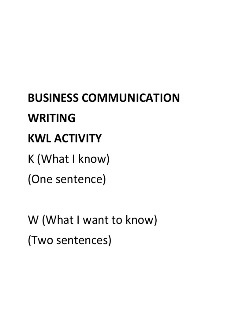 KWL Activity | PDF