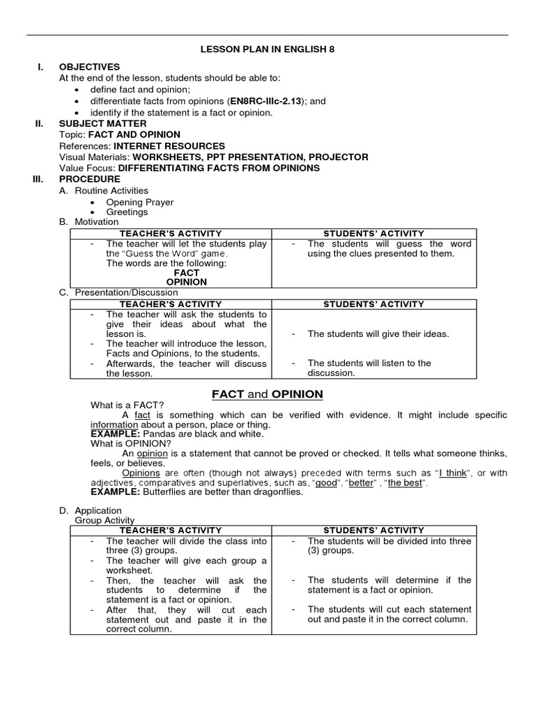 Fact and Opinion | PDF | Opinion | Communication