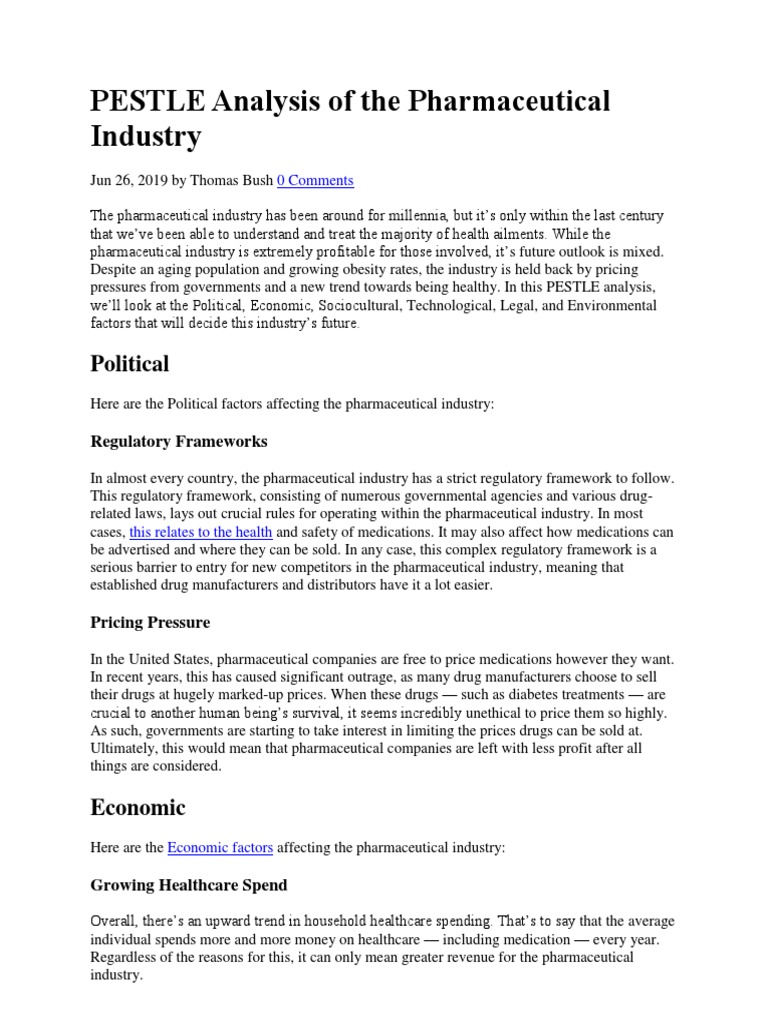 PESTLE Analysis of The Pharmaceutical Industry | PDF | Pharmaceutical ...