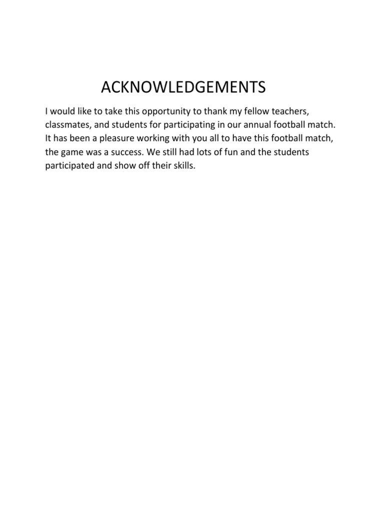 Acknowledgements | PDF | Association Football | Athletic Sports