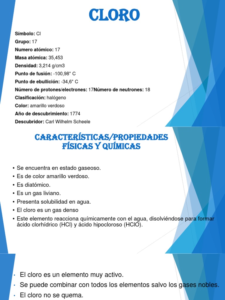 CLORO | Cloro | Sustancias químicas