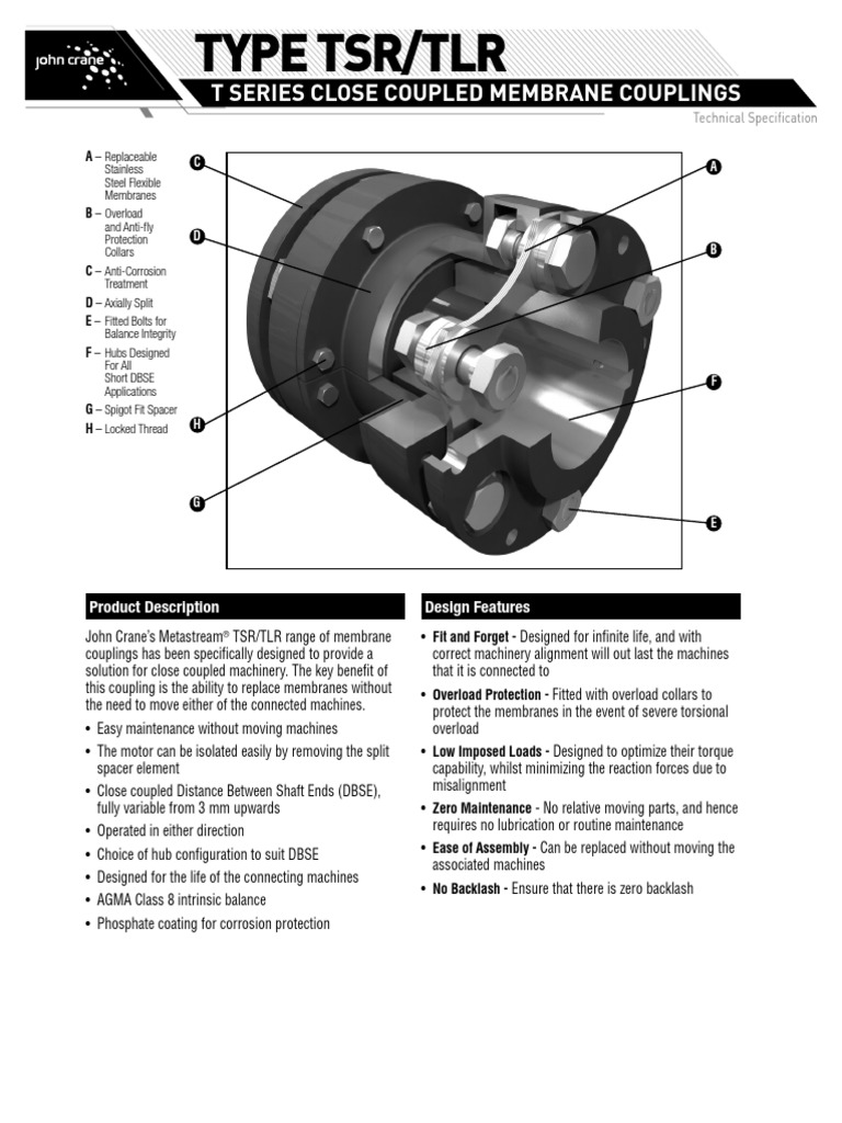 T Series Close Coupled Membrane Couplings: Product Description Design ...
