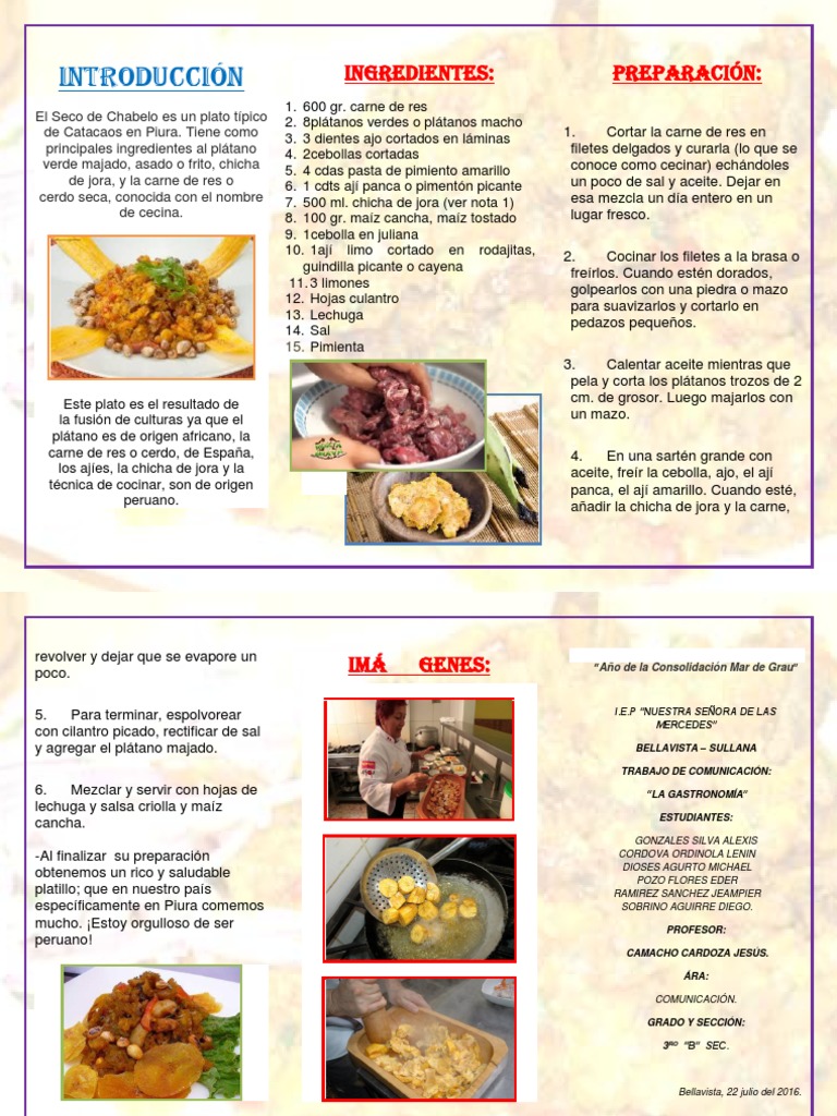 Seco de Chavelo (Tríptico) | PDF | Cilantro | Ají picante