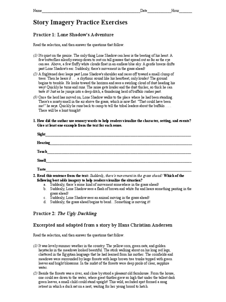 Imagery Allusion Worksheet | PDF | Helen Keller | Duck