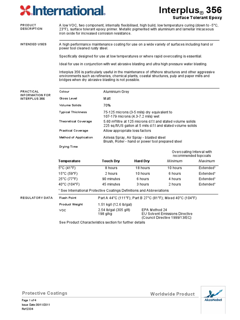 Interplus 356 PDF | PDF | Epoxy | Paint