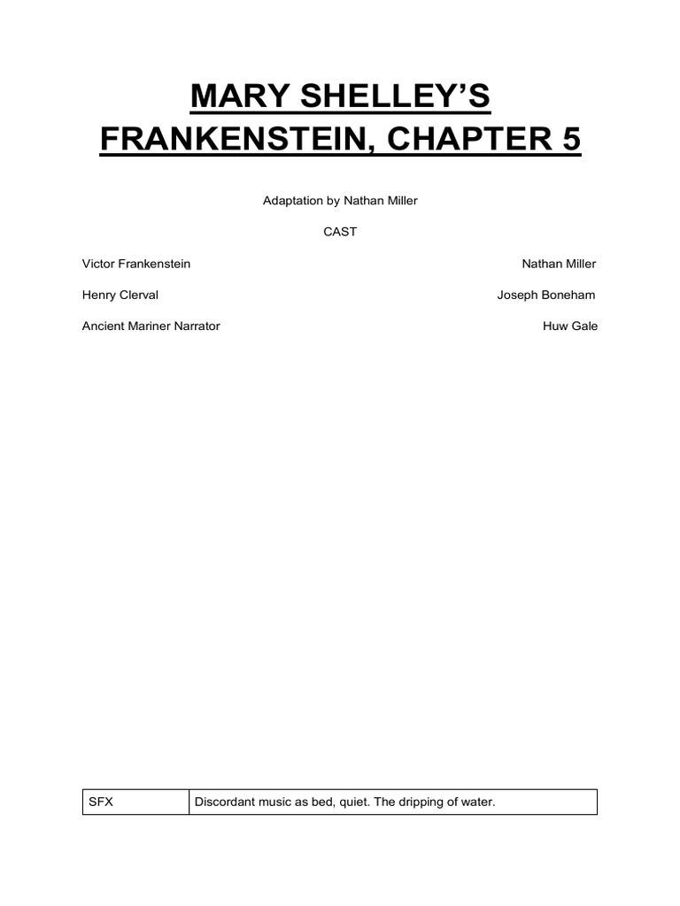 Frankenstein Script Draft | PDF | Frankenstein | Laughter
