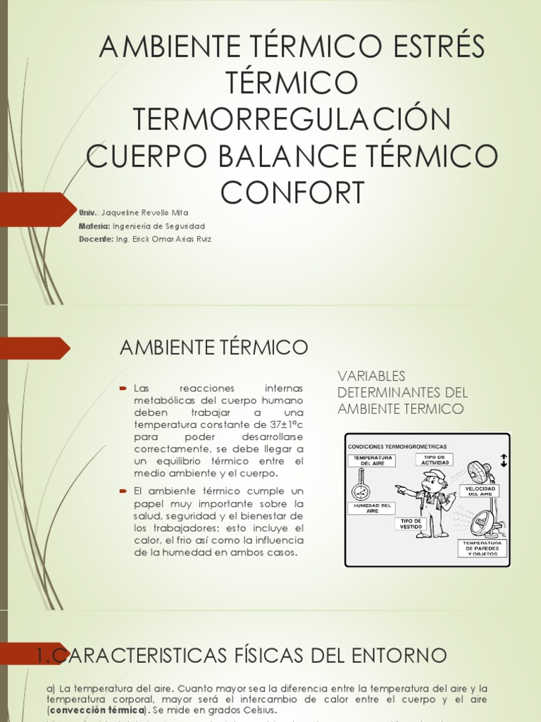 Factores que determinan el ambiente térmico y su influencia en la salud ...