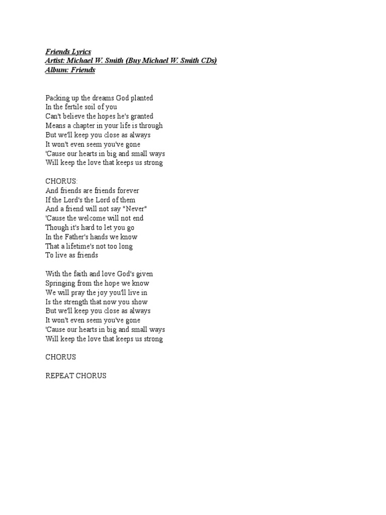 Friends Lyrics PDF | PDF