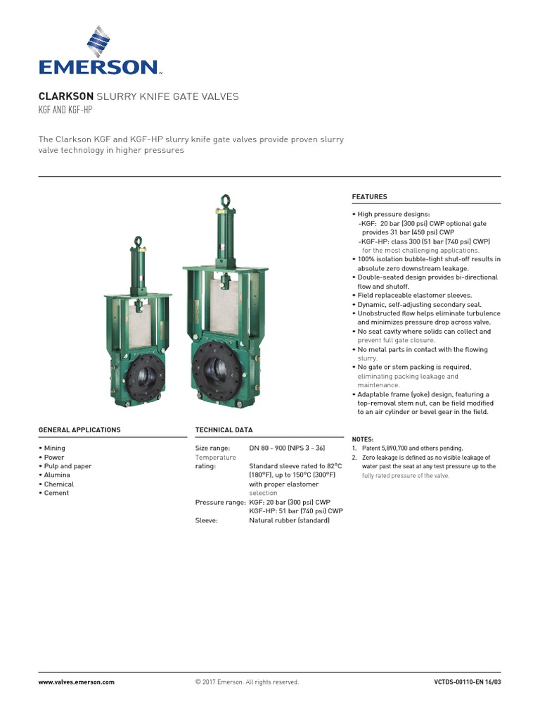 Valvula Clarkson Technical Data Sheets Serie KGF VCTDS 00110 en | PDF ...