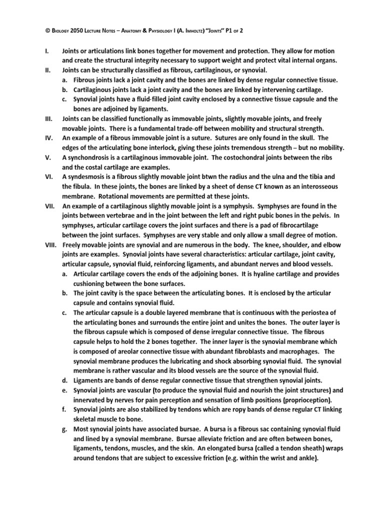 Joints Notes | PDF | Anatomical Terms Of Motion | Joint