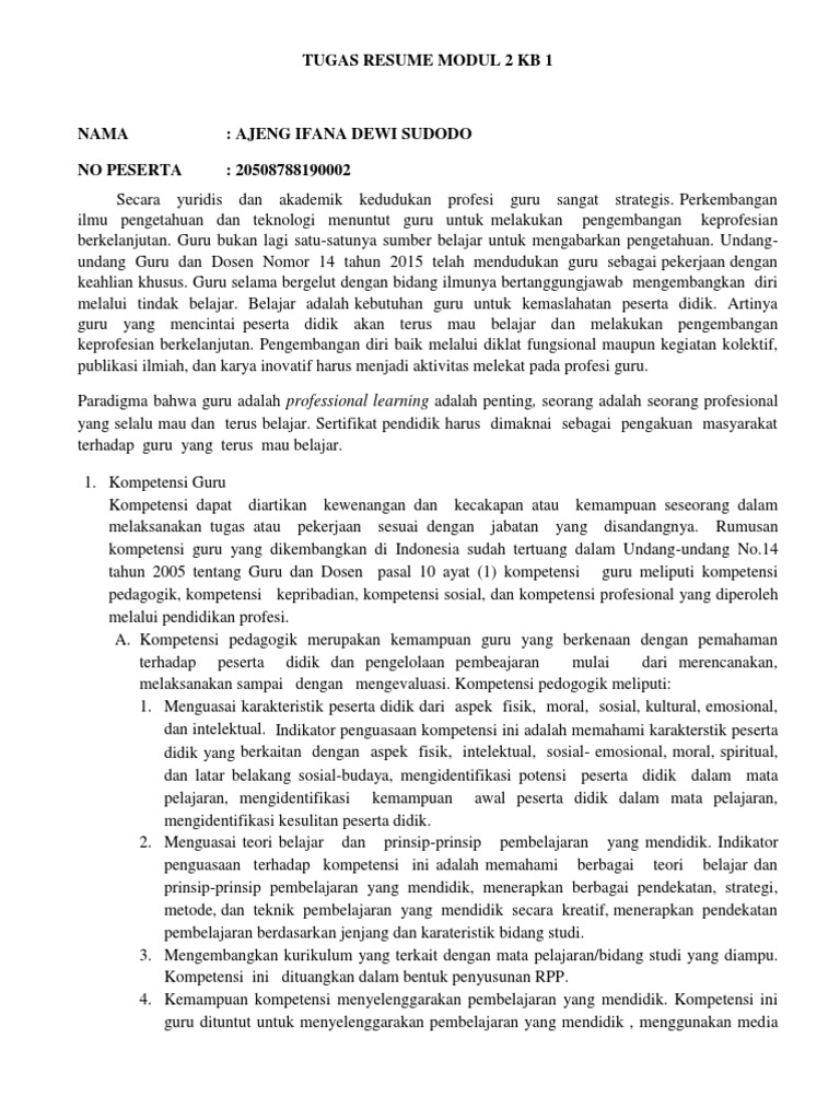 Tugas Resume Modul 2 PPG Guru | PDF | Pengembangan Diri | Sains ...