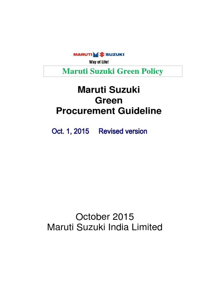 MSIL Green Procurement Guidelines | PDF | Environmental Policy ...