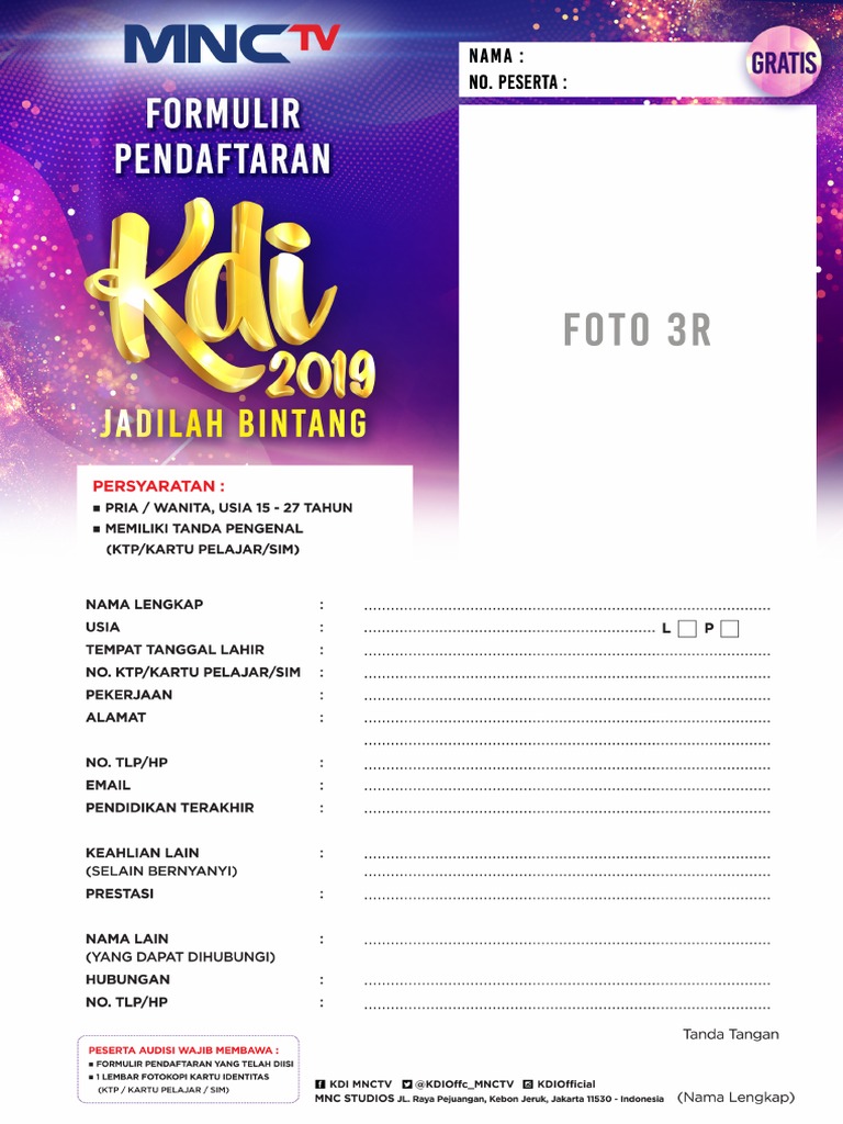 Formulir Pendaftaran Kdi 2019 - Compres | PDF