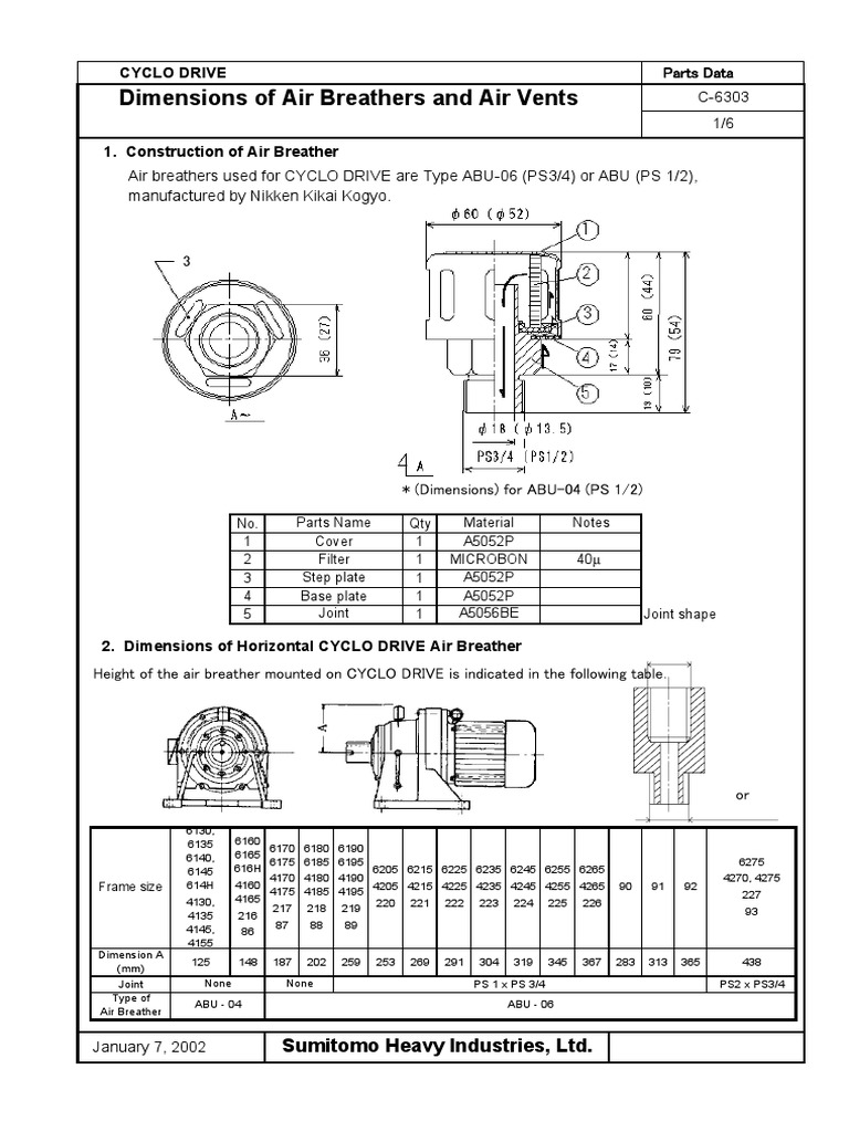 Cyclo 6000 Dimensions of Air Breathers and Air Vents | PDF | Mechanical Engineering | Nature