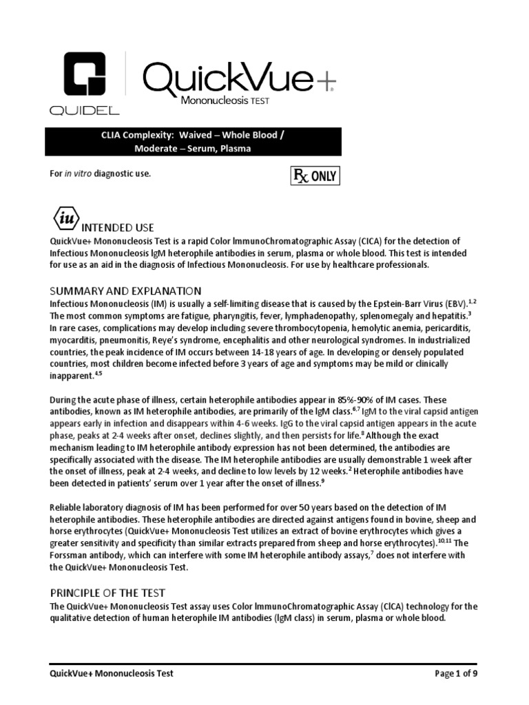 Prueba Rapida de Mononucleosis | PDF | Infection | Antibody