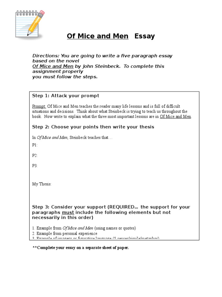 Of Mice and Men Essay | PDF | Essays | Writing