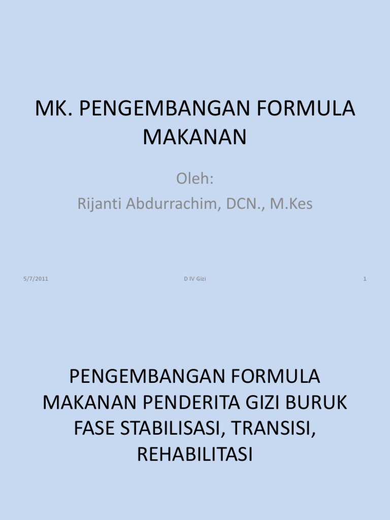 Formula Makanan untuk Gizi Buruk | PDF