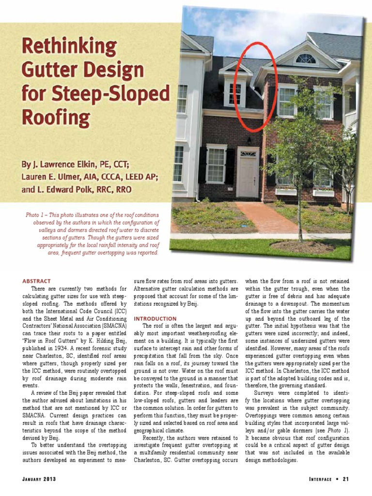 Sizing Gutter Design | PDF | Roof | Flow Measurement