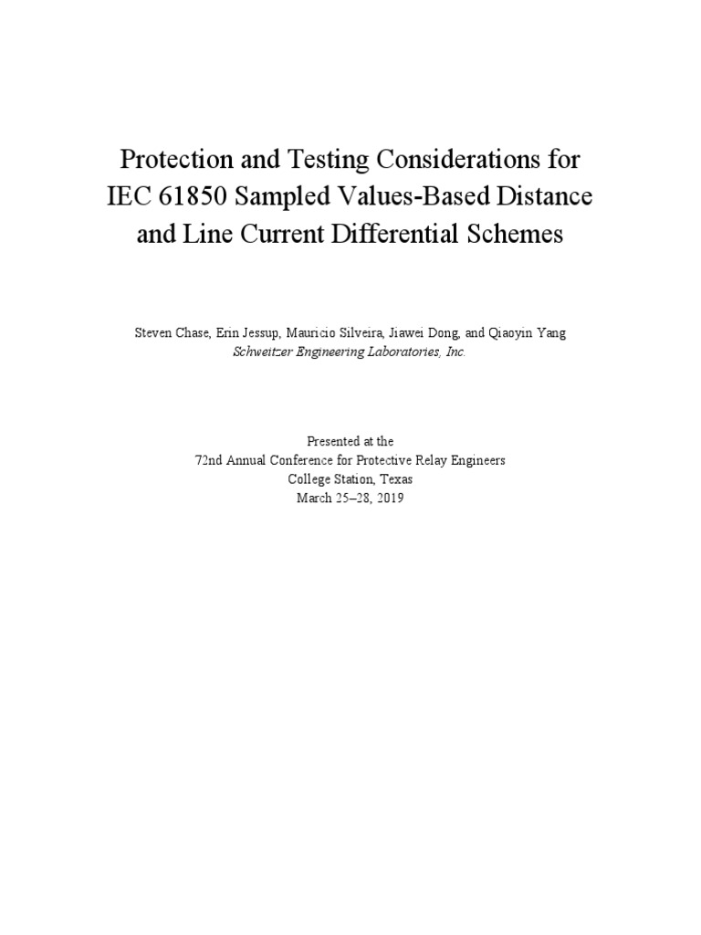 Protection and Testing Considerations For IEC 61850 Sampled Values ...