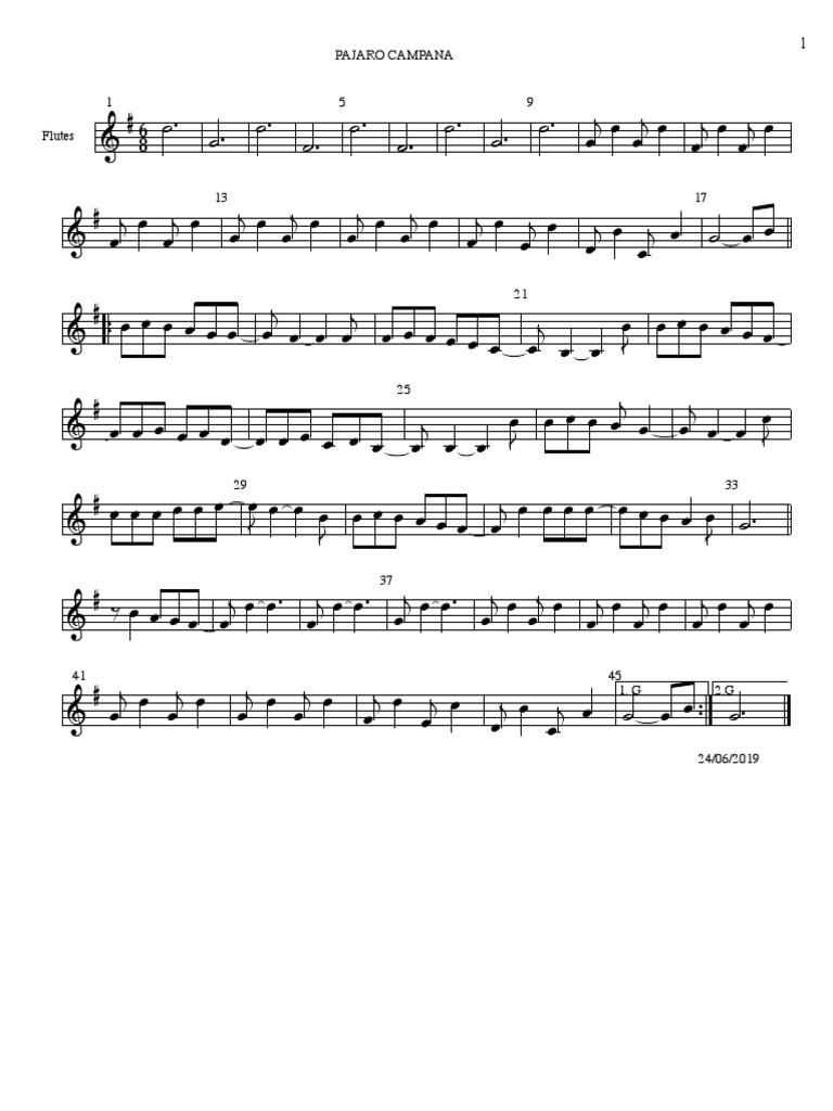 Pájaro Campana: Partitura y Notas | PDF
