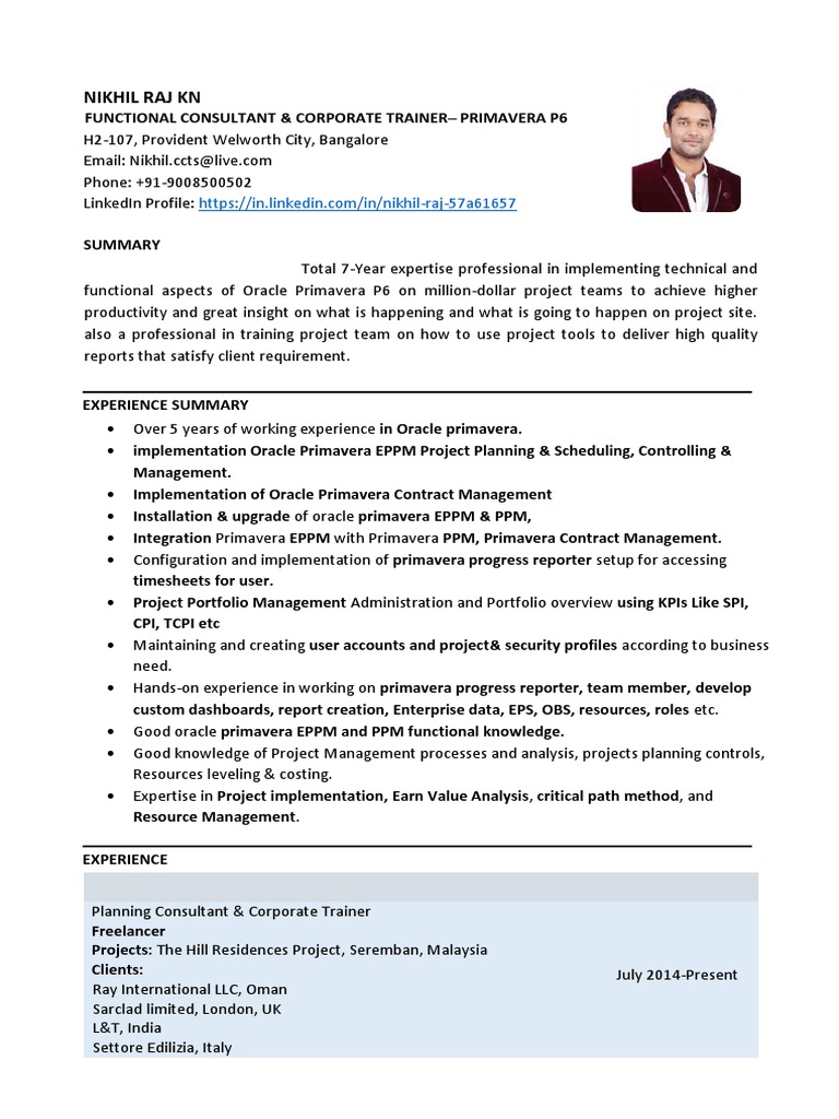 NIkhil CV - Planning Consultant-Honeywell | PDF | Oracle Corporation | Implementation