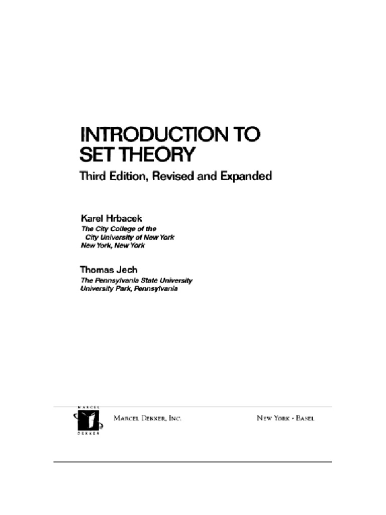 Jech. Introducción A La Teoría de Conjuntos. | PDF