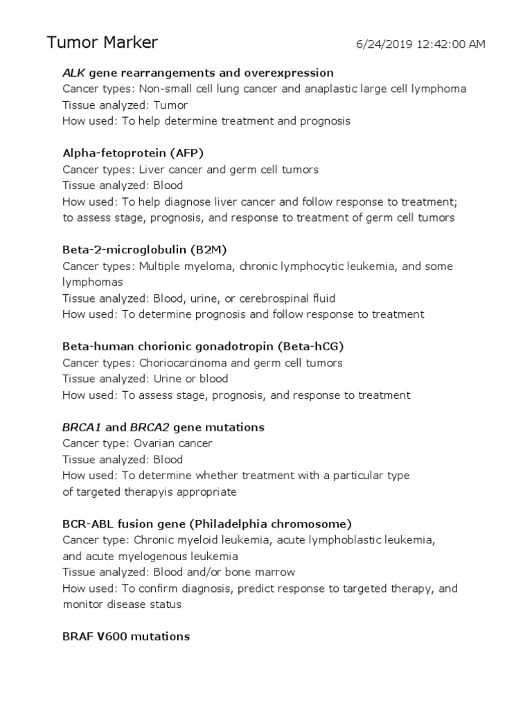 Tumor Marker: ALK Gene Rearrangements and Overexpression | Download ...