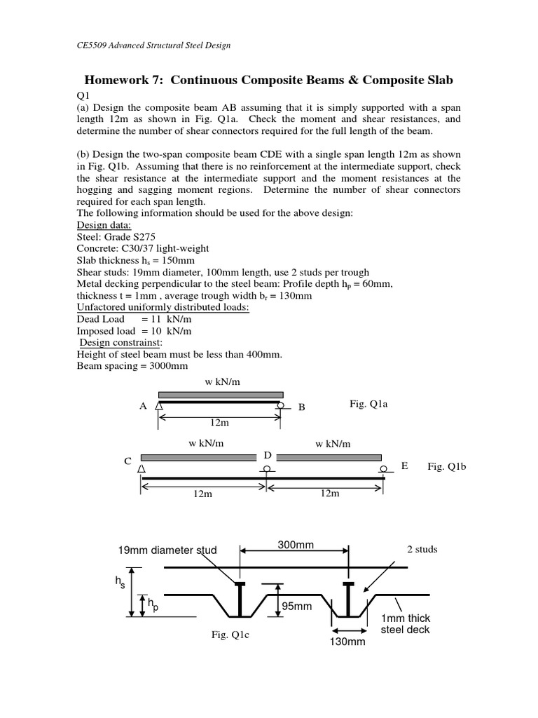 Hw7 - Continuous - Comp - Beams - Composite Slab PDF | PDF | Beam ...