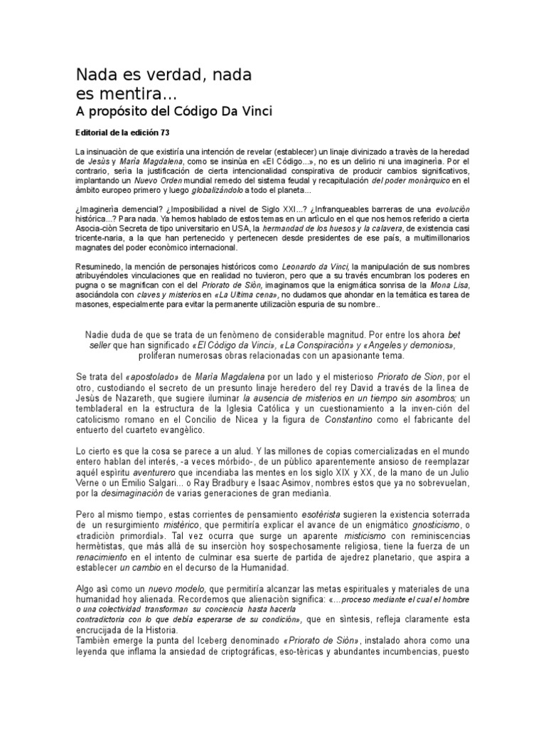 Nada Es Verdad | PDF | Esoterismo occidental | Masonería