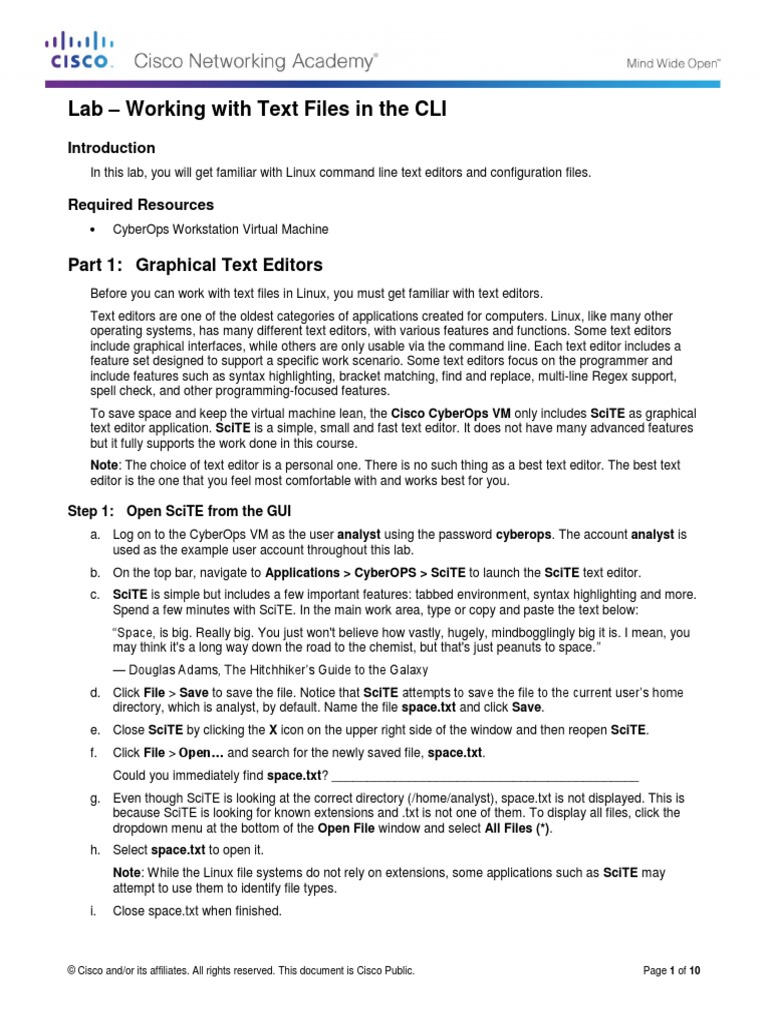 3 1 2 6 Lab Working With Text Files In The Cli Pdf Graphical User