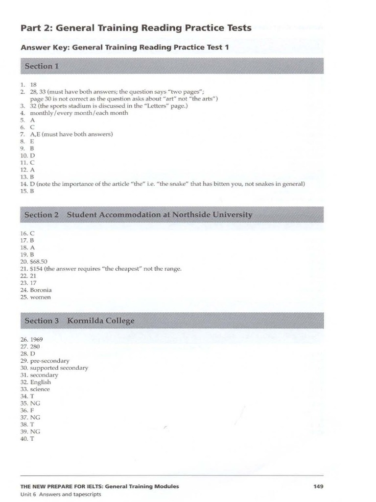 Answer Reading GENERAL | PDF | International English Language Testing ...
