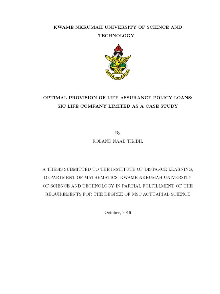 Optimal Provision of Life Assurance Policy Loans: Sic Life As A Case ...