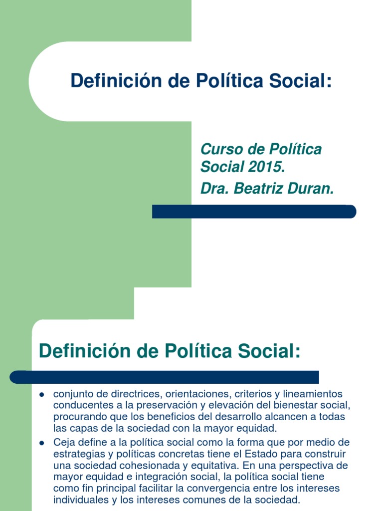 Definición de Política Social.ppt | Politica social | Pobreza