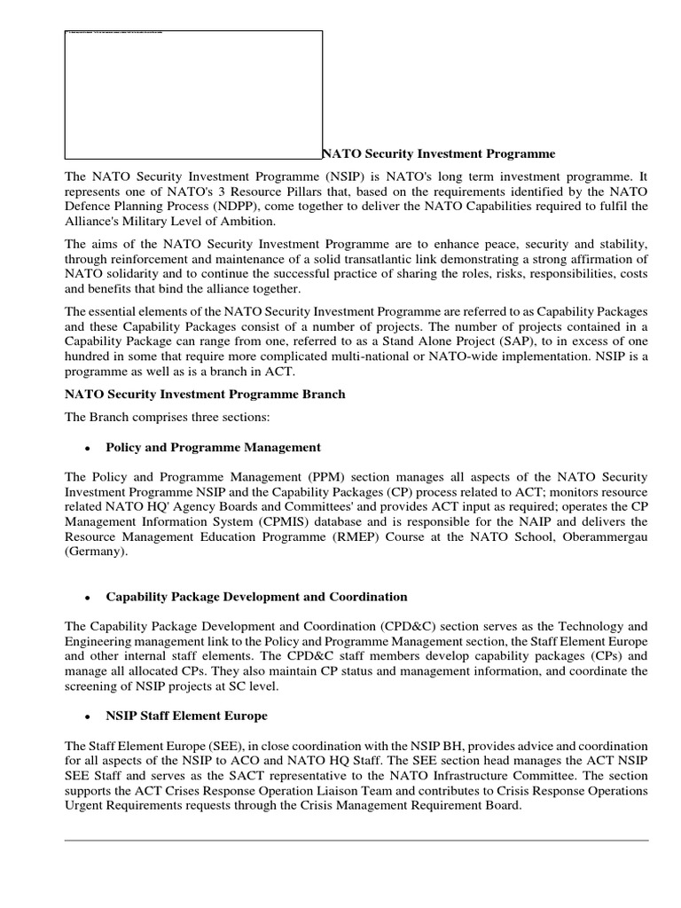 NATO Security Investment Programme | PDF | Nato | Staff (Military)