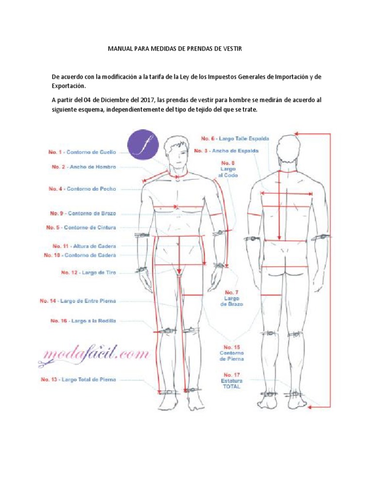 MANUAL PARA MEDIDAS DE PRENDAS DE VESTIR.pdf | Pantalones | Ropa