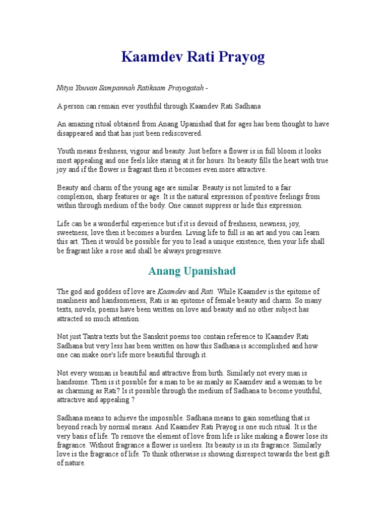 Kaamdev Rati Prayog | PDF | Love | Religious Behaviour And Experience